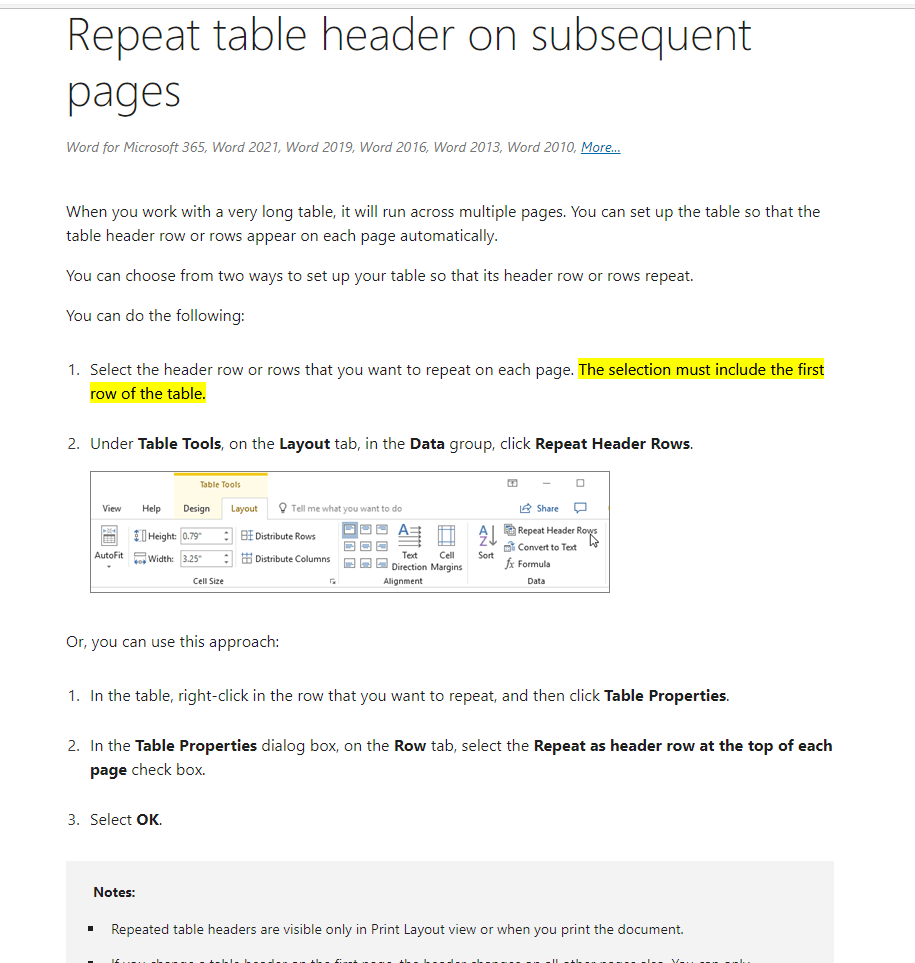 How to repeat the 3rd row of a table across subsequent pages ...
