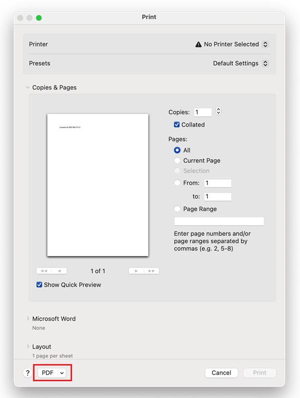 Word File does not convert to PDF: "Something went wrong, and your file ...