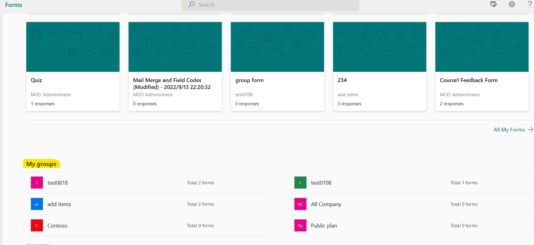 Forms tab in MS Teams - Microsoft Q&A