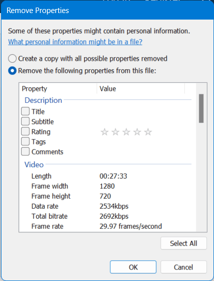 Is there a shortcut method to display the remove properties dialog ...