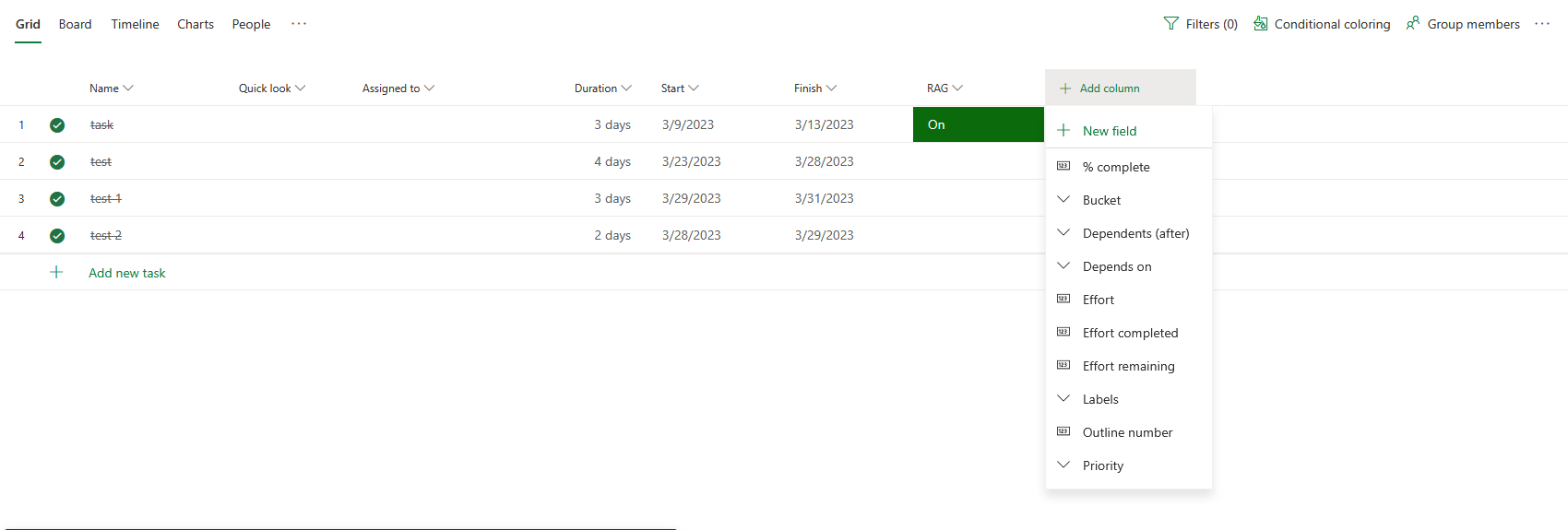 Project for the web - add Custom field in task grid - Microsoft Q&A