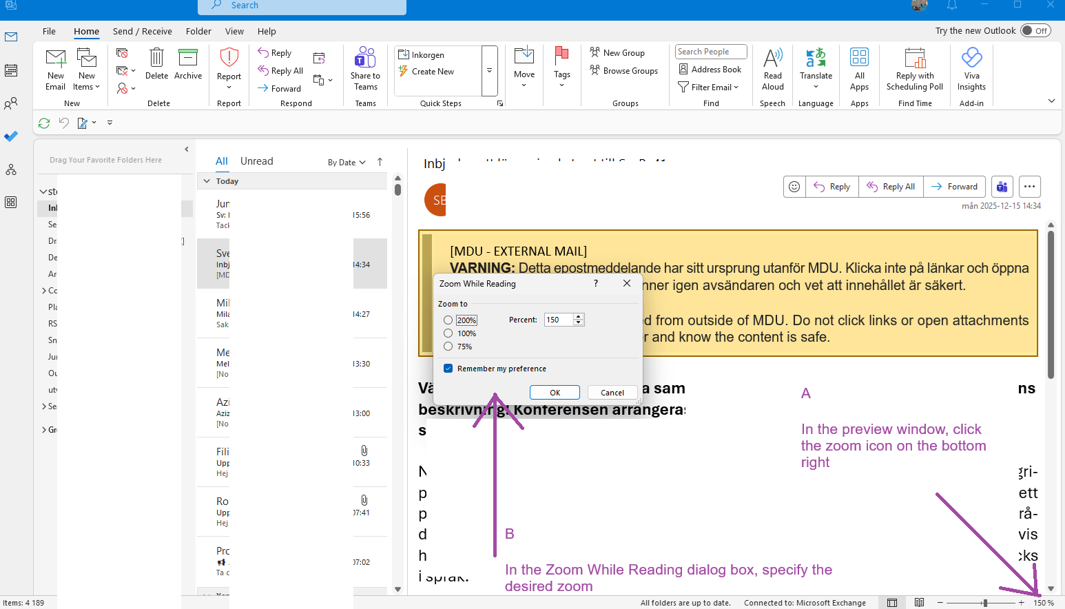 outlook email very small font - Microsoft Q&A