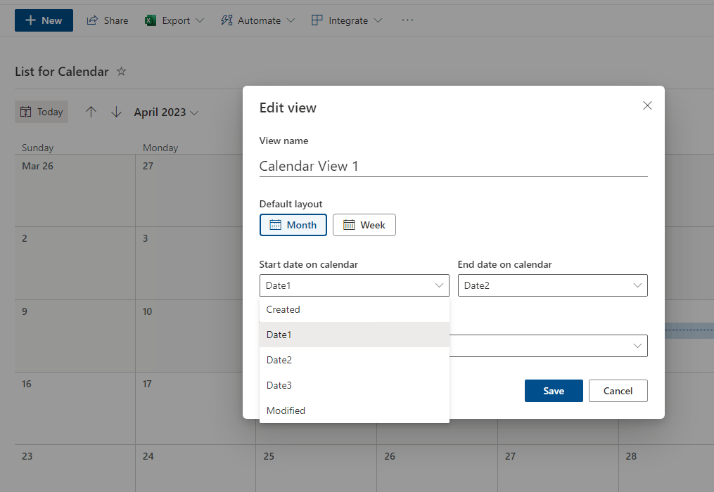Specifying the columns used to place items in the calendar - Microsoft Q&A