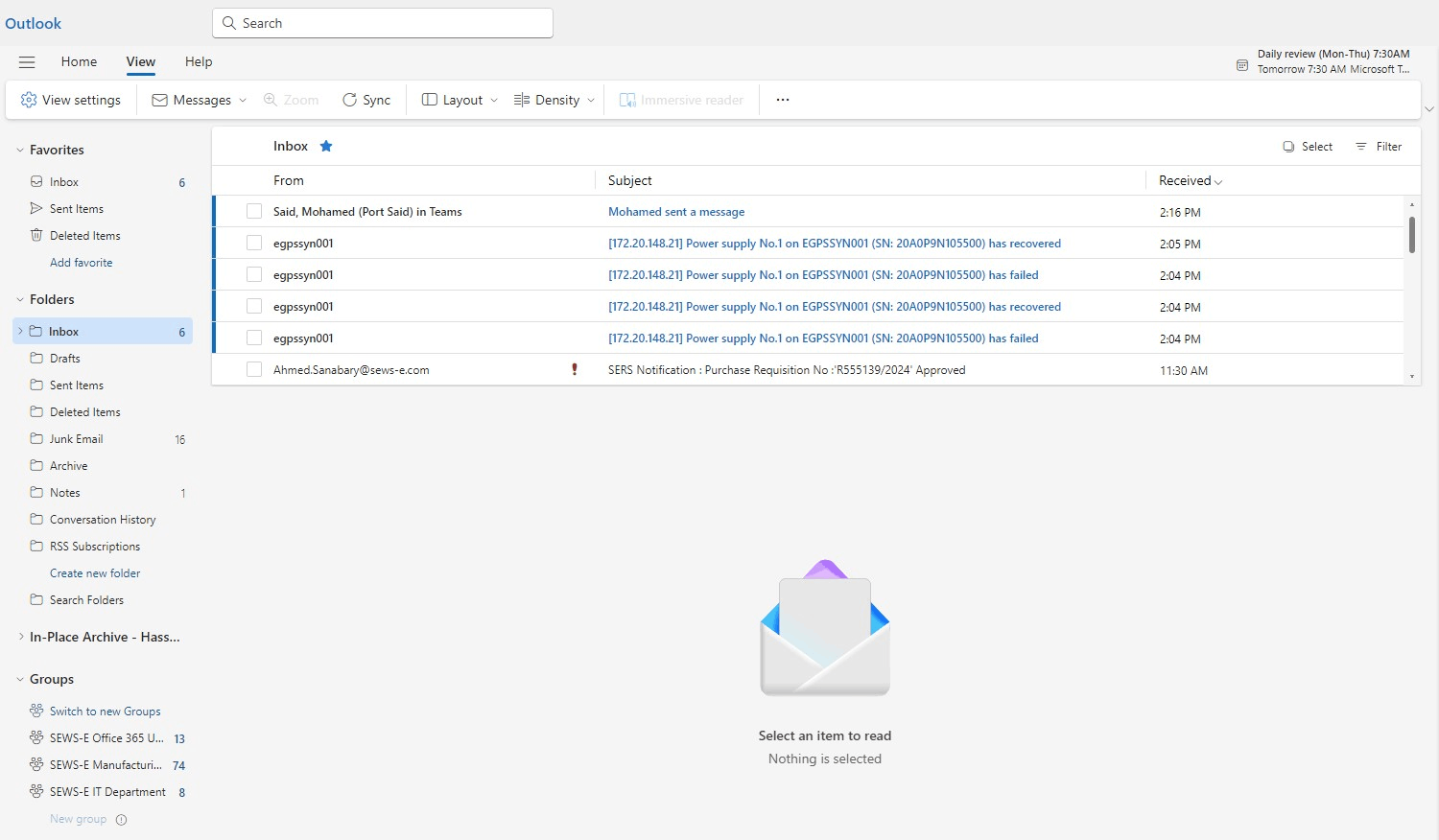 In web version of the Outlook, can I show by columns for From, Subject ...