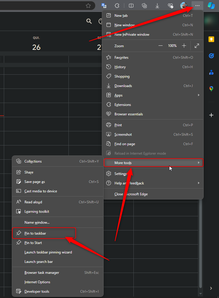 How can I move my google calendar to the taskbar? - Microsoft Q&A
