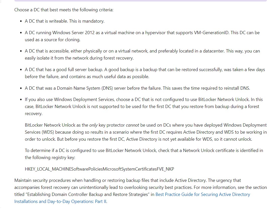 Recovering Active Directory Domain To Isolated Network For Test Purpose