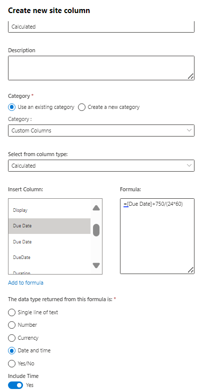 Adding a Calcualted column to a site content type for a custom list ...