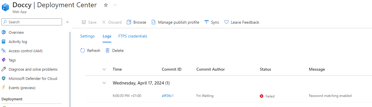 Getting The Following Error When Deploying A Blazor Server App Using Deployment Center Azure