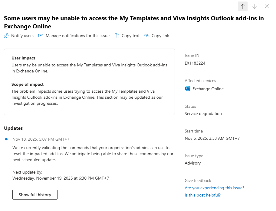 Original Outlook Problem with Add In (APP) My Templates - Microsoft Q&A