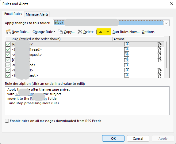 Keep old outlook rule at the top when adding new rules - Microsoft Q&A