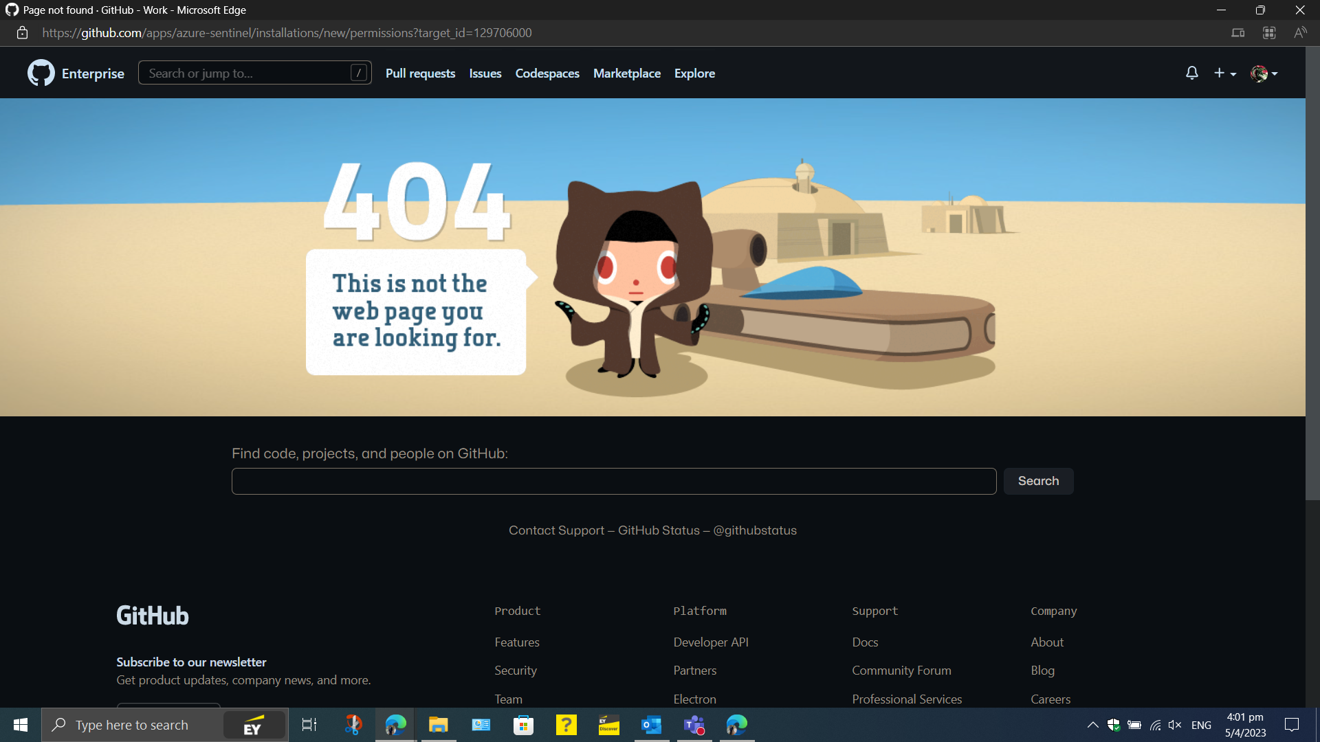 Cannot connect GitHub Enterprise Repo with MS Sentinel Repos - Microsoft Q&A