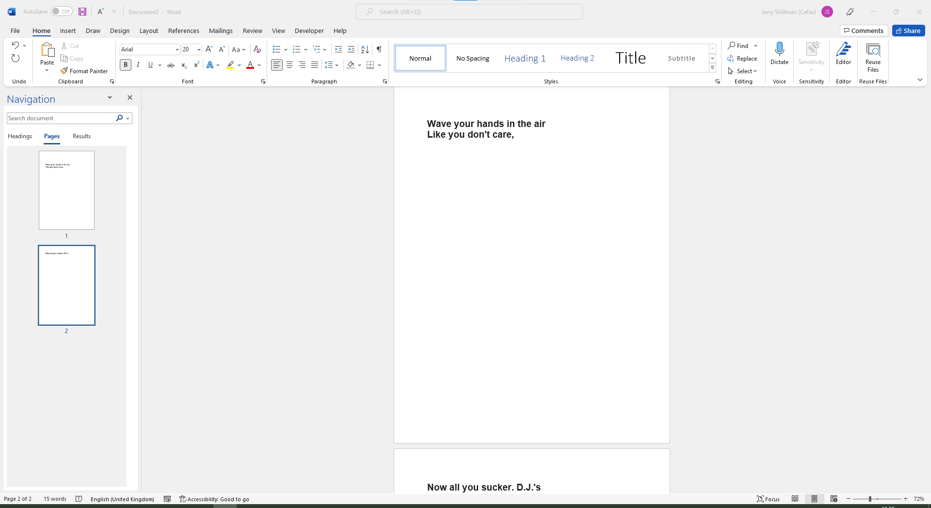 Word Navigation Pane - Page Thumbnails - Settings - Browse by page ...