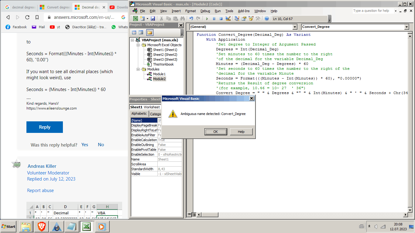 Decimal degrees to DMS in Excel - Microsoft Q&A