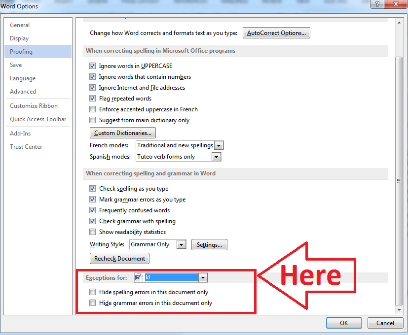 Proofing Exceptions Gone Wrong - Word 2013 - Microsoft Q&A