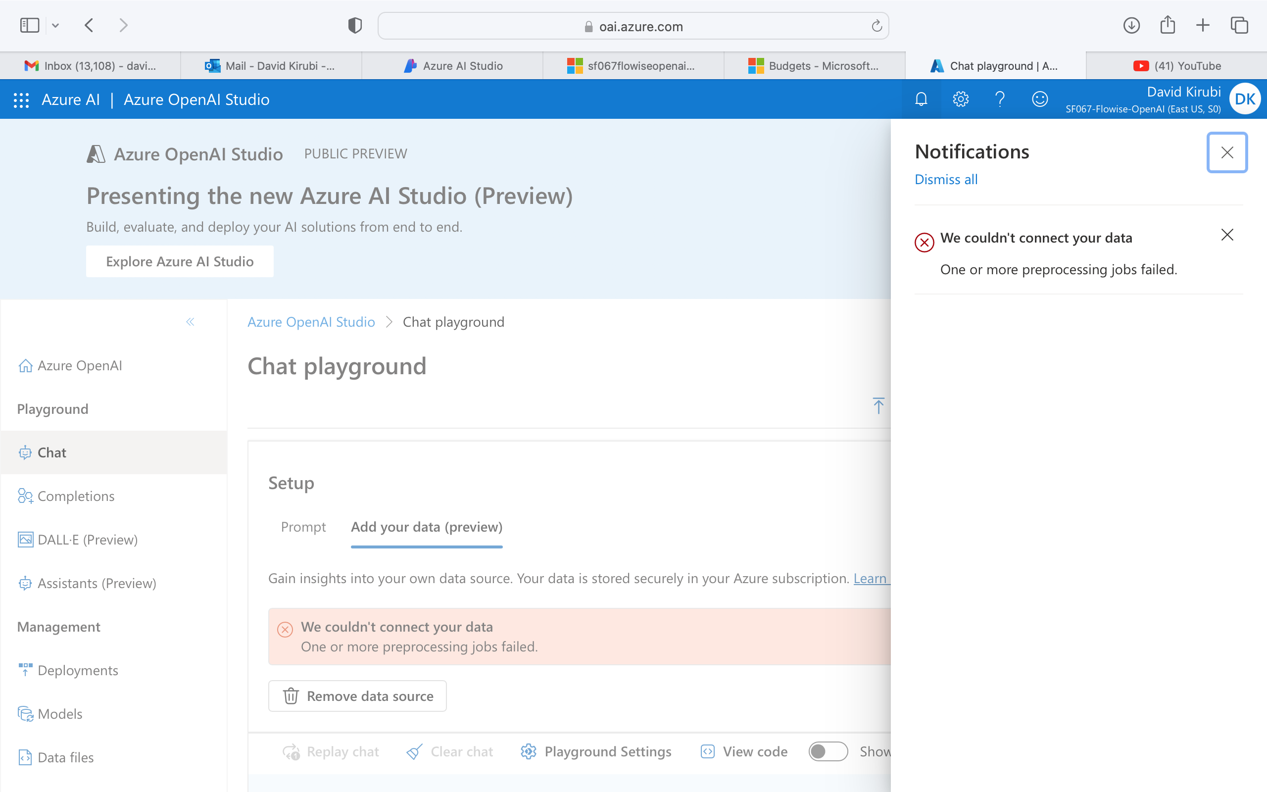OpenAI: Getting Pre-Processing Error - Microsoft Q&A