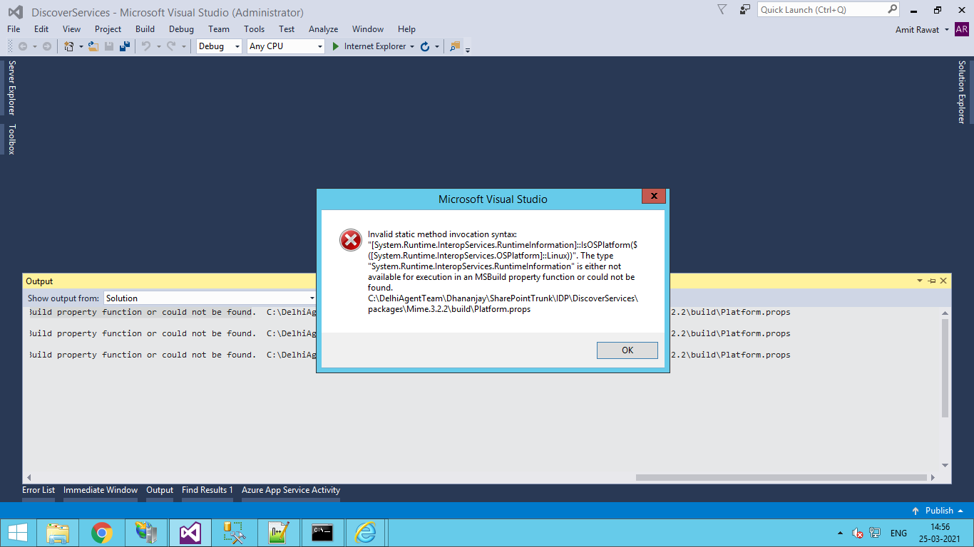 Got error with visual studio 2015 - Microsoft Q&A Got error with visual studio 2015 - Microsoft Q&A