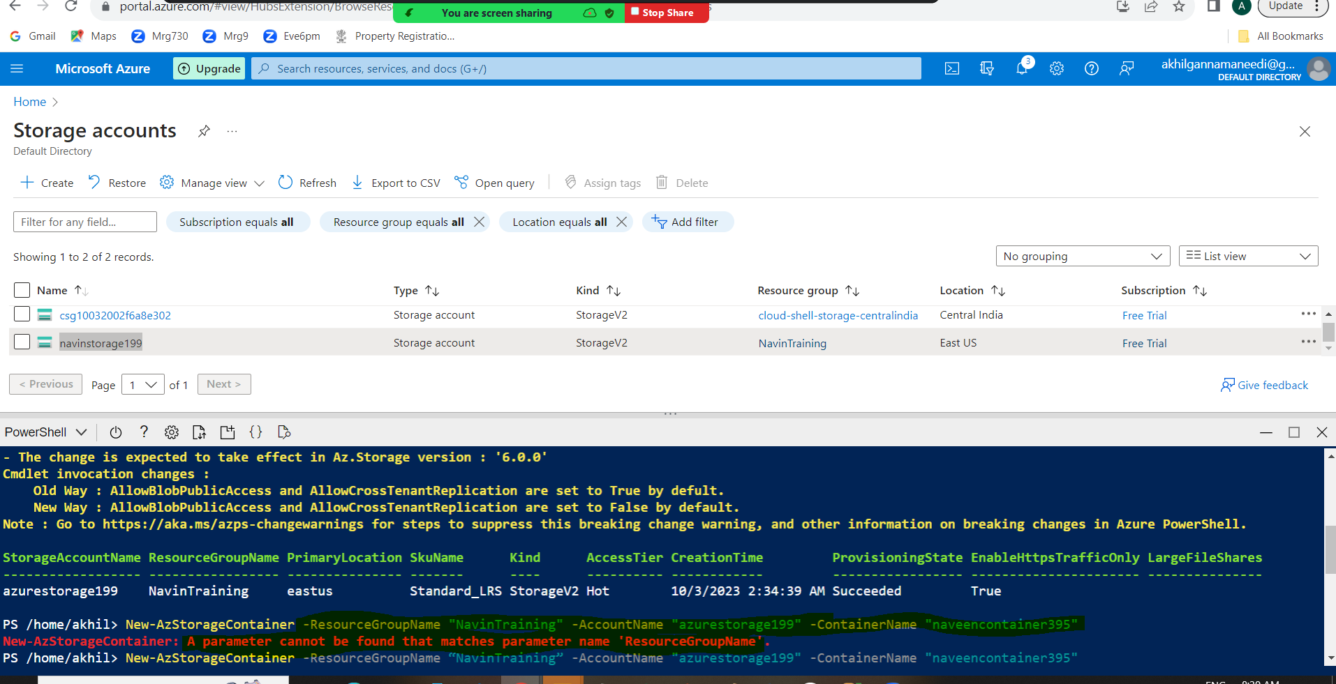 Unable To Create Storage Container Using Powershell Microsoft Qanda