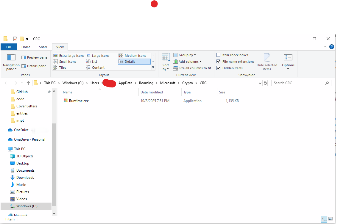 Should CRC/Runtime.exe be in AppData/Roaming/Microsoft/Crypto? - Microsoft Q&A