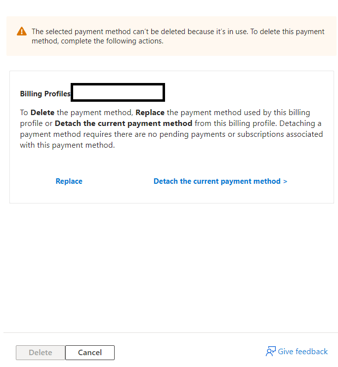 I cannot delete my credit card from my Azure account and also I'm being charged every month ...