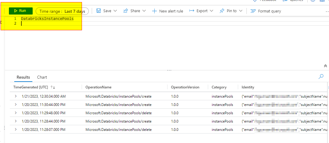 DatabricksInstancePools log table is empty - Microsoft Q&A