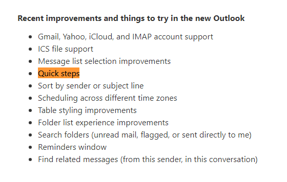 New Outlook, in "Quick steps" action "Move to" cannot sent mails to ...