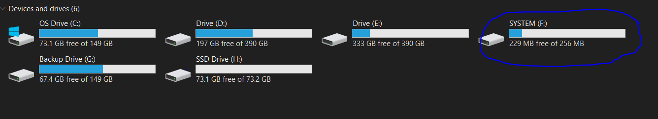 I can see System(F:) drive after moving Windows 10 to SSD - Microsoft Q&A