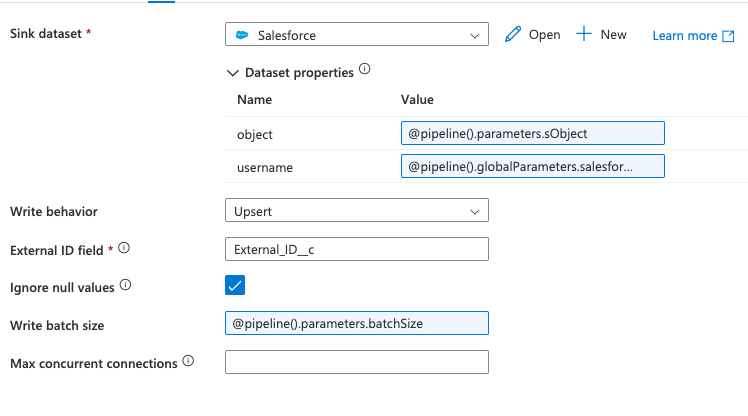 Dynamic mapping to Salesforce sink - Microsoft Q&A