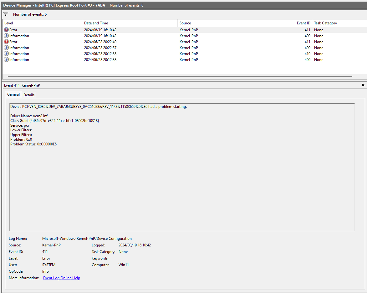 Event viewer Error Source: Advanced Error Reporting (PCI Express) - Microsoft Q&A