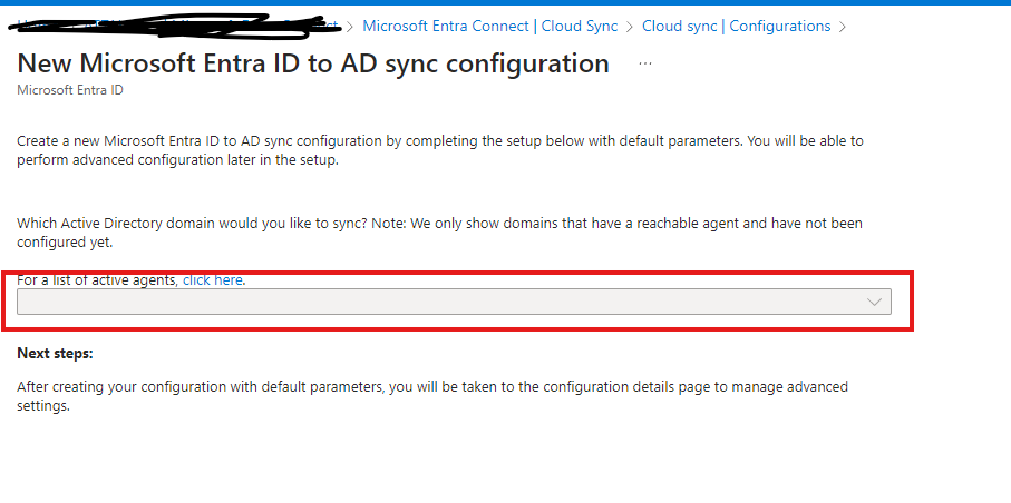 Cannot configure Entra ID to AD sync - Microsoft Q&A