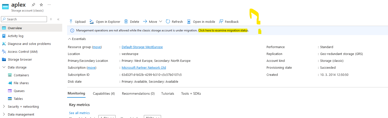 can't finish migration of classic storage - Microsoft Q&A