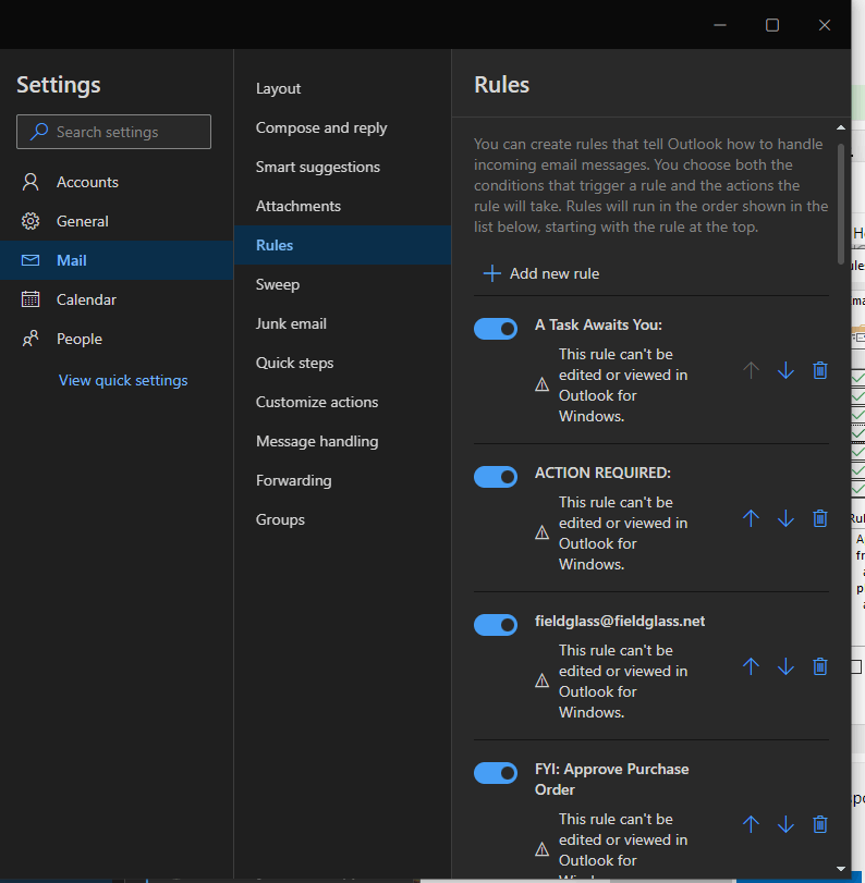 New Outlook Rules - Display Window Option Gone? - Microsoft Q&A