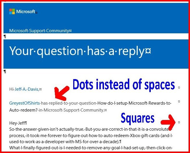 Why all these dots instead of the spaces that were there & ¶ marks when ...