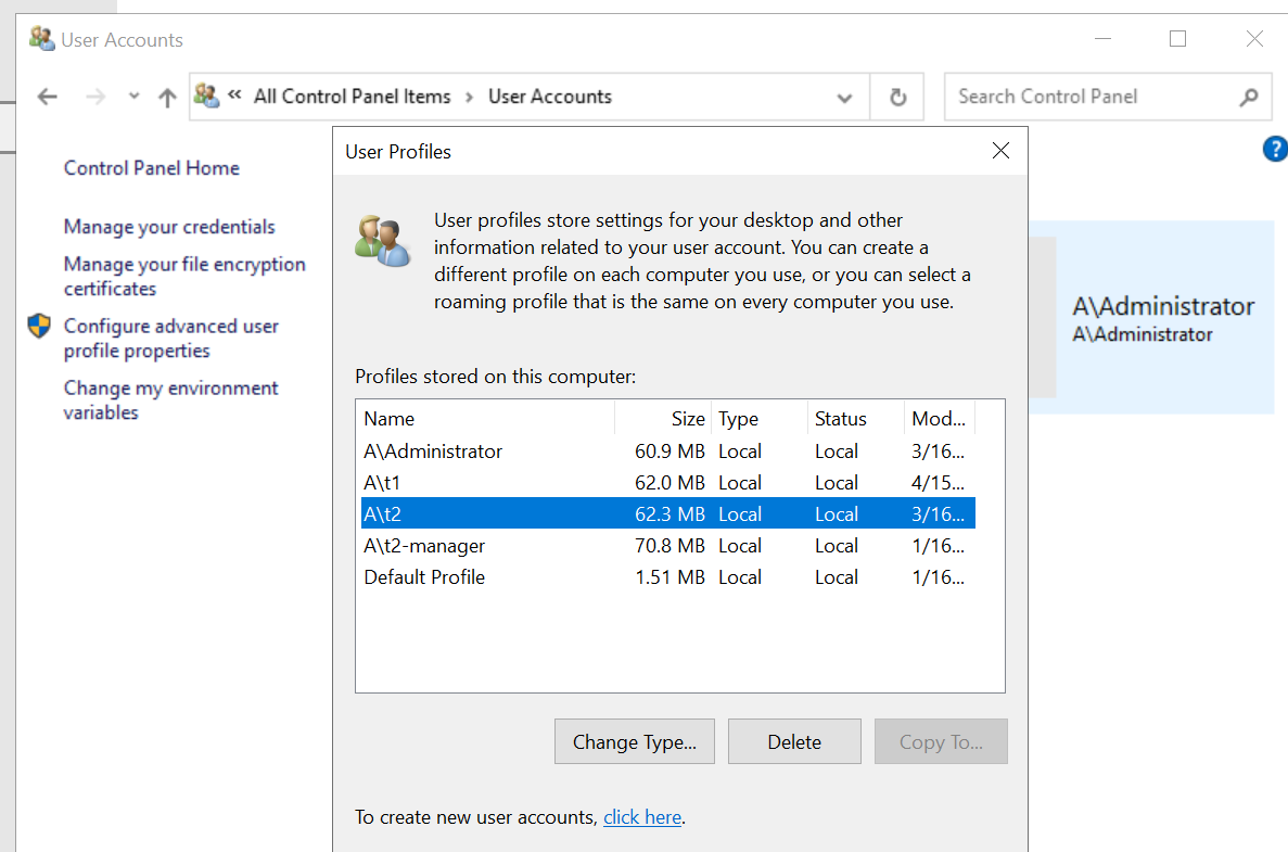 Creating temporary administrative account - Microsoft Q&A