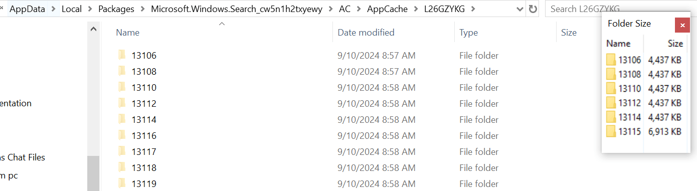 Microsoft.Windows.Search folder is getting too big. - Microsoft Q&A