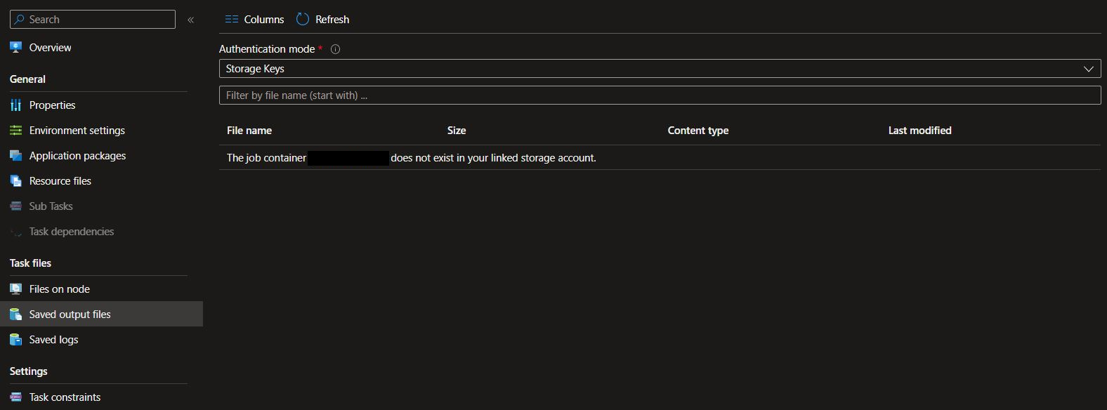 How to persist stdout and stderr files generated by Azure Batch through the Azure Portal ...