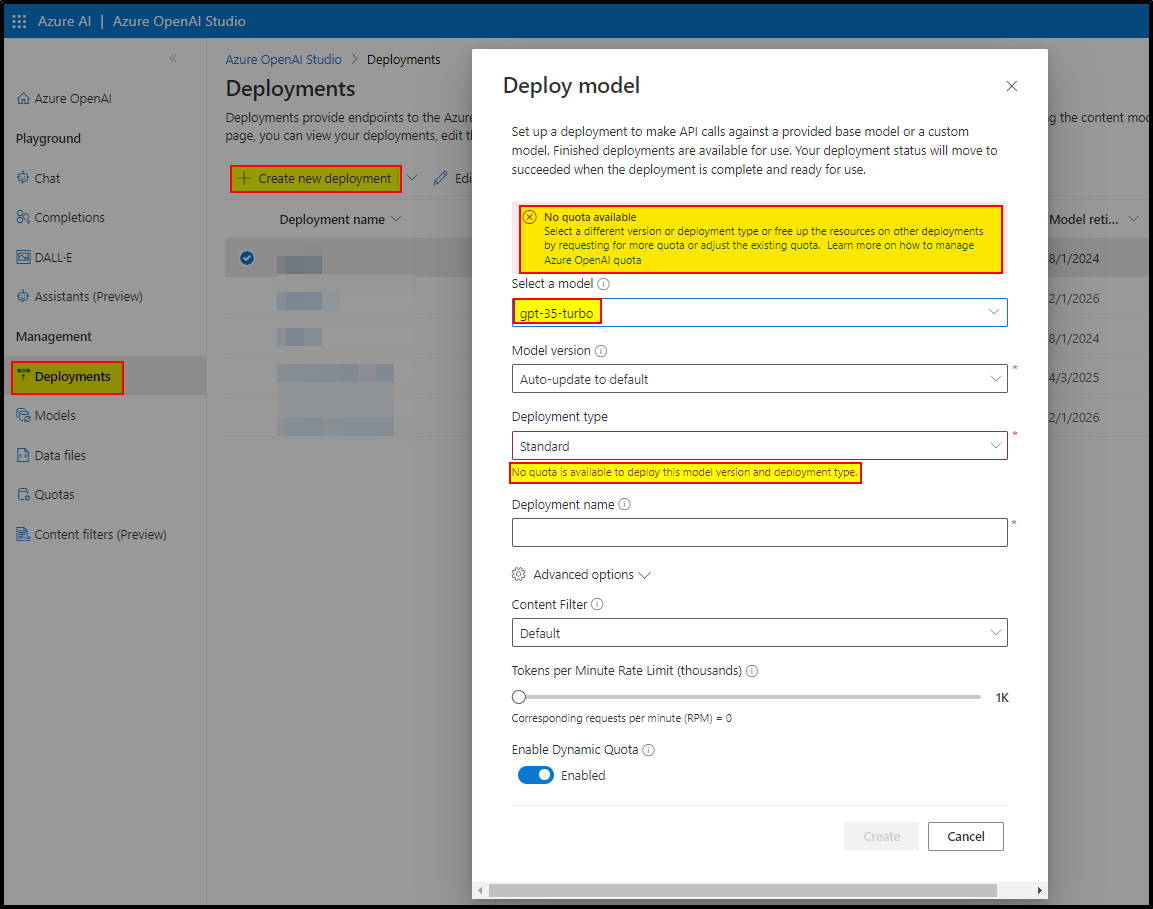 Can not Deploy a Model due to Insufficient Quotas, What Should I do? - Microsoft Q&A