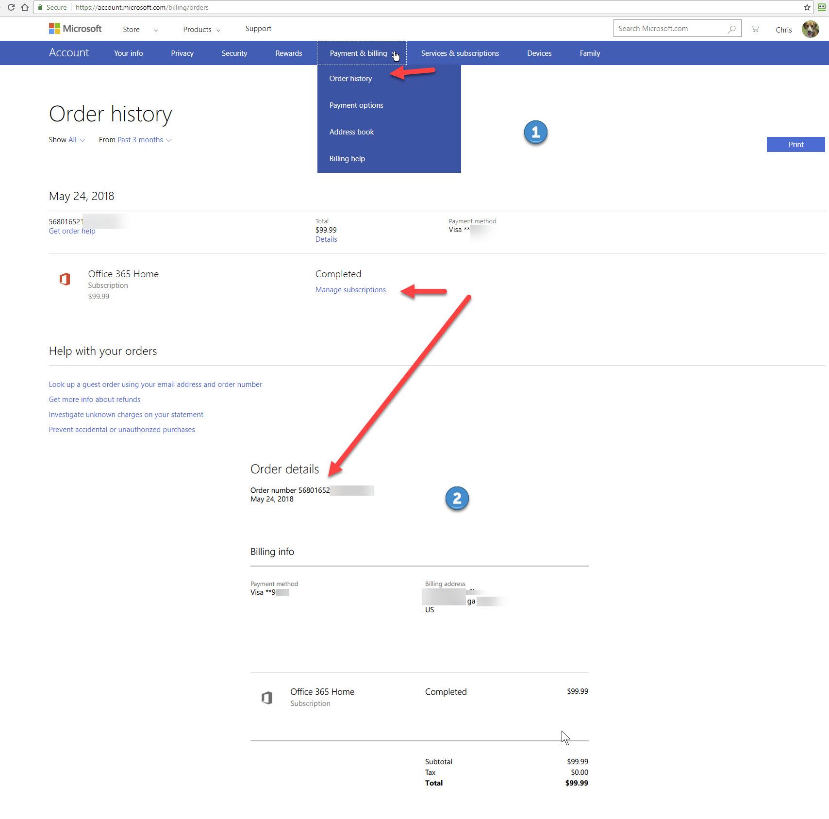 print invoice for Office 365 - Microsoft Q&A