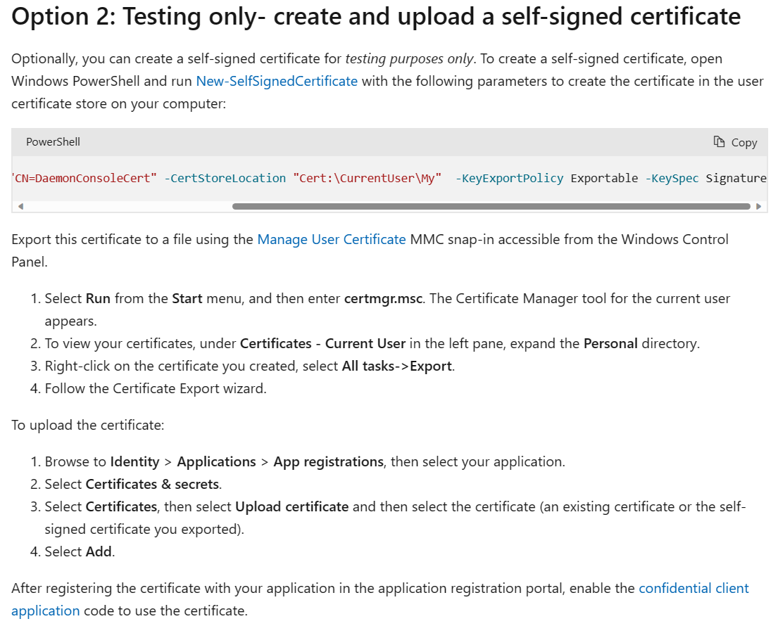 unable to upload a self-signed certificate to our azure app ... unable to upload a self-signed certificate to our azure app ...