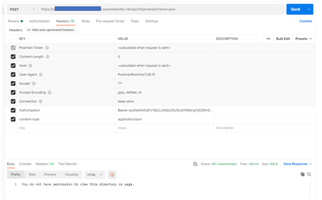Azure Function returns 401 unauthorized after App Service Authentication is enabled - Microsoft Q&A
