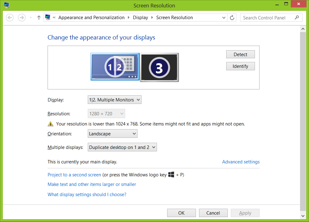 When using multiple monitors, my main screen goes to a lower resolution ...