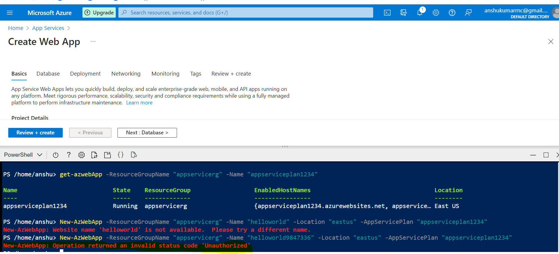 Unable To Create App Service With Powershell Commands Microsoft Qanda 6345