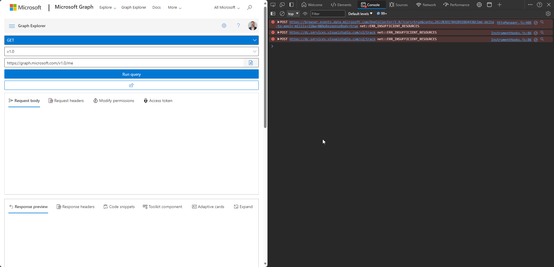 Blank page when accessing Permissions panel in MS Graph Explorer? - Microsoft Q&A