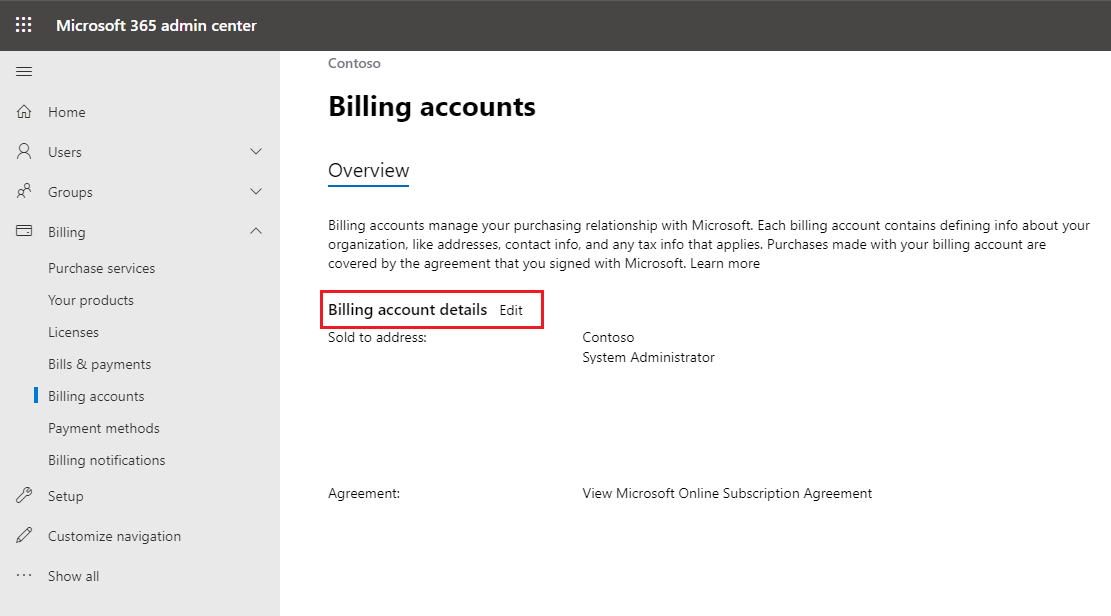 Billing Accounts under O365 Admin Portal - Microsoft Q&A
