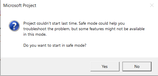 Microsoft Project couldn't open - Microsoft Q&A