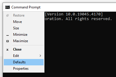 How to resize cmd window to be default setting? - Microsoft Q&A
