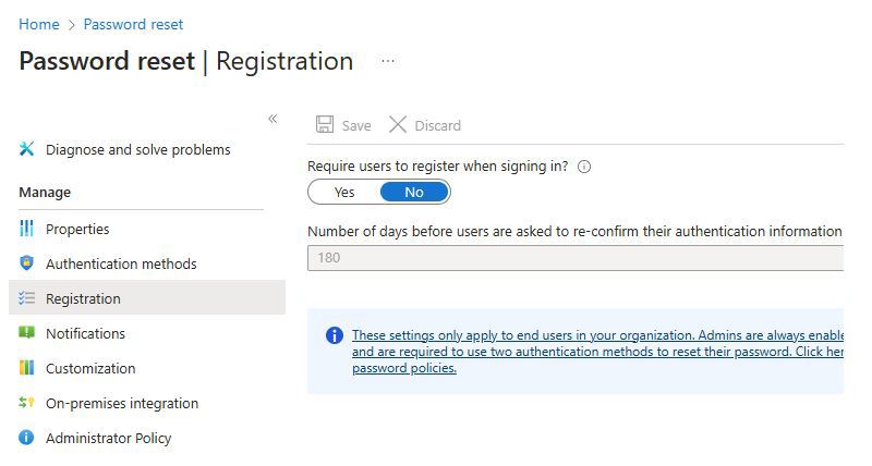 Keep poup “More information required" for every sign in on 365 Admin ...