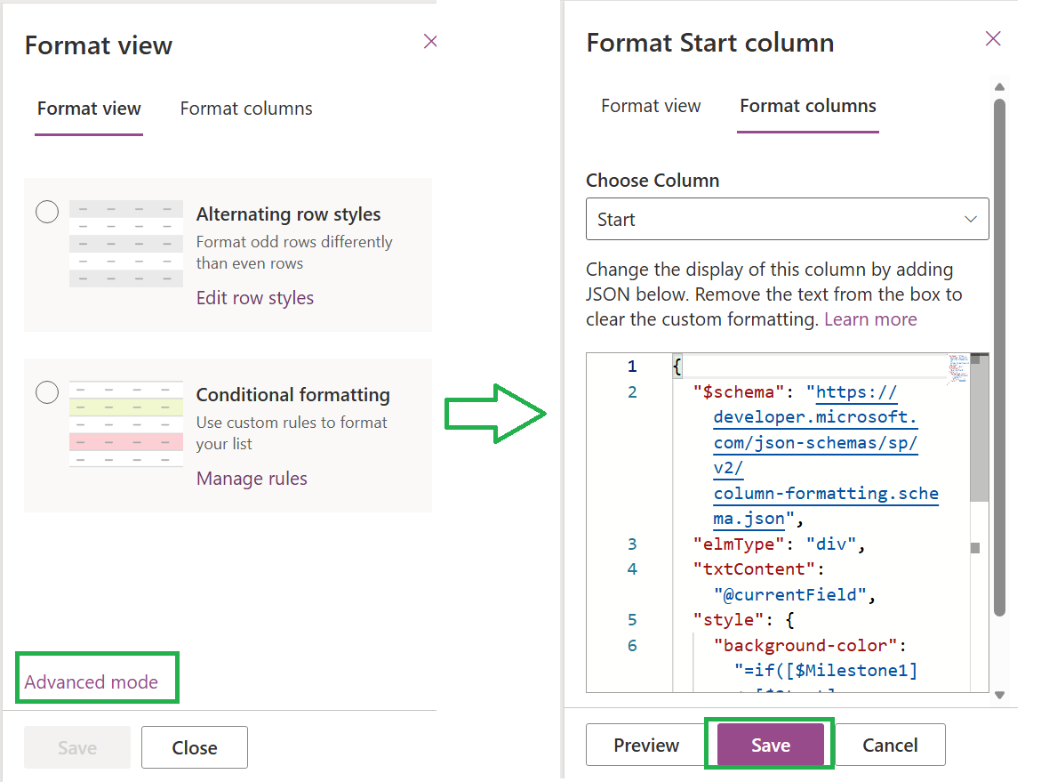 In a microsoft list, color a date cell based on the relationship to ...