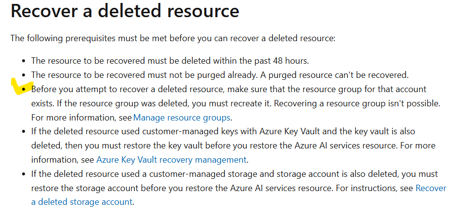 Recover deleted resource group in Azure - Microsoft Q&A