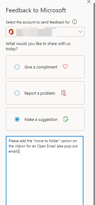 New Outlook - 1.2023.526.100 - Unable to Move Open Email to a folder ...