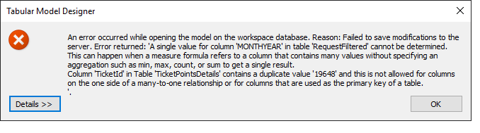 Ssas Tabular Model Error While Opening Model On The Workspace Database Microsoft Qanda